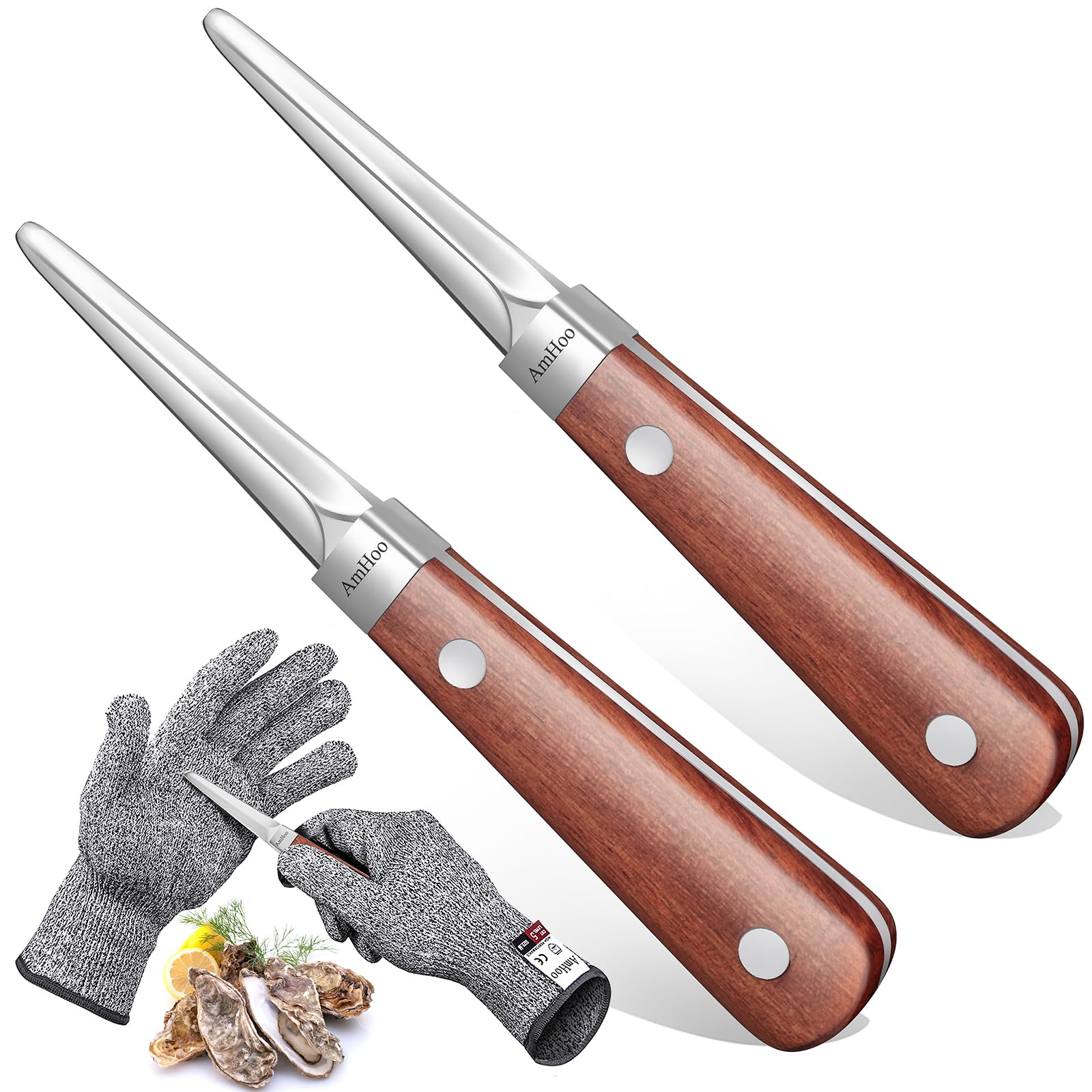 Amazon.com: AmHoo Oyster shucking Knife Set Full Tang Shucker Cut ...
