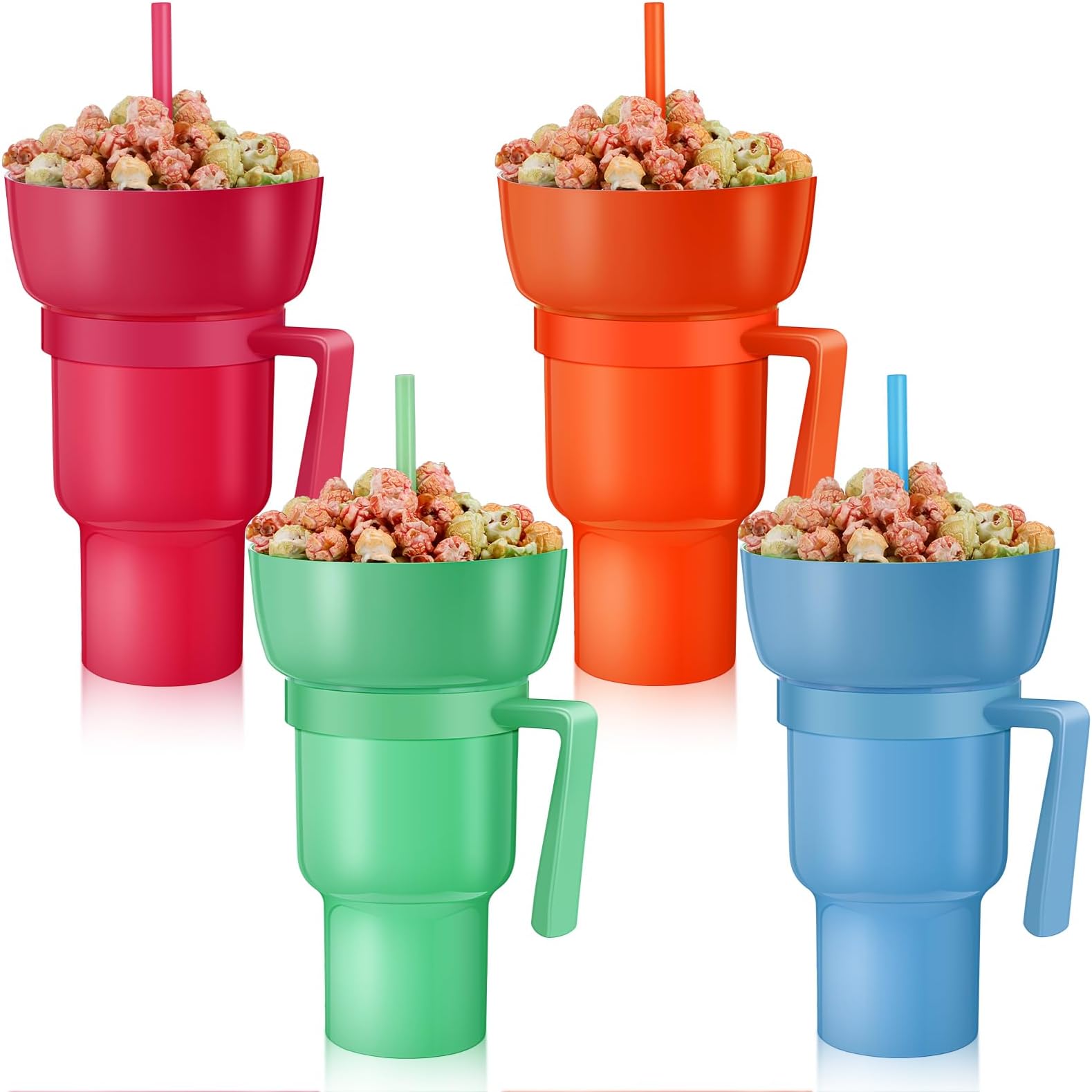 Amazon.com: EYNEL Stack n' Sip Snack Cups, 4 Pack Reusable Plastic ...