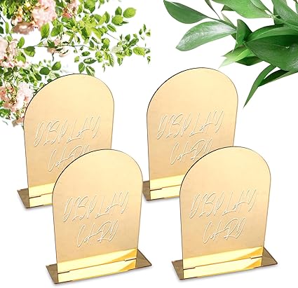 Amazon.com: 4 Set Acrylic Sign Blank with Stand, 4"x6" Gold Mirror Diy ...
