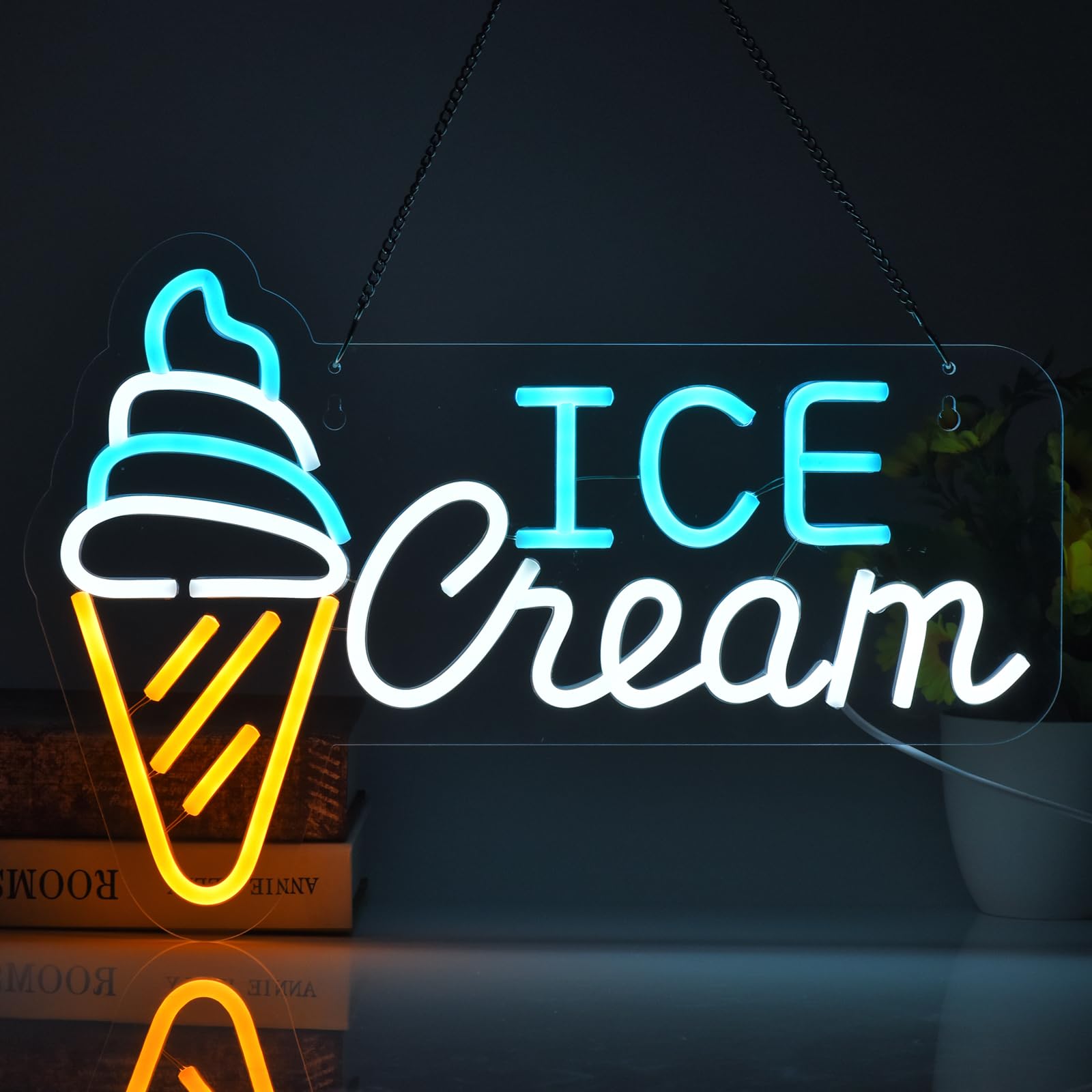 Amazon.com : JOMOBUTY Ice Cream Neon Sign LED Light up Sign with ...