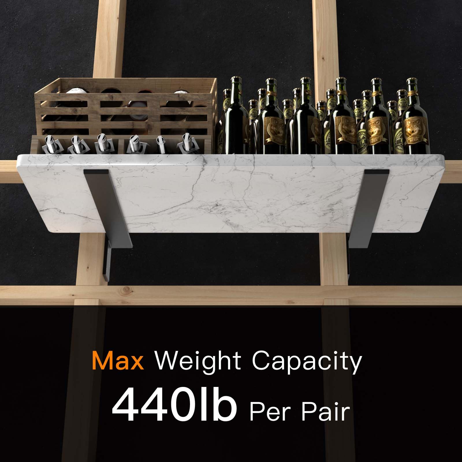 Snapklik.com : 22"Lx25"W 2 Pack Free Hanging T Shelf Bracket, 3/8 ...