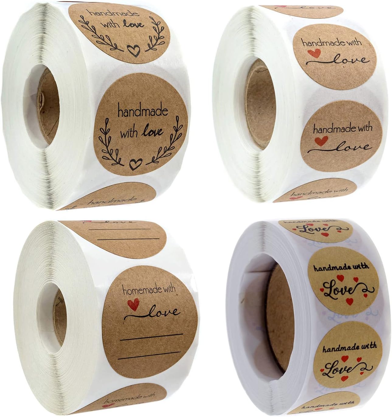 Amazon.com: Handmade Stickers Rolls - 4 Rolls 2000 Pieces Handmade with ...