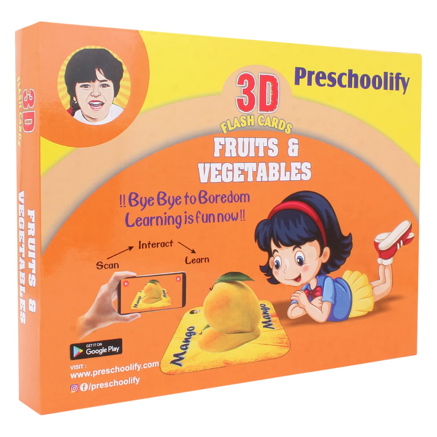 Buy Preschoolify 3D Fruits & Vegetables Augmented Reality (AR) Flash ...