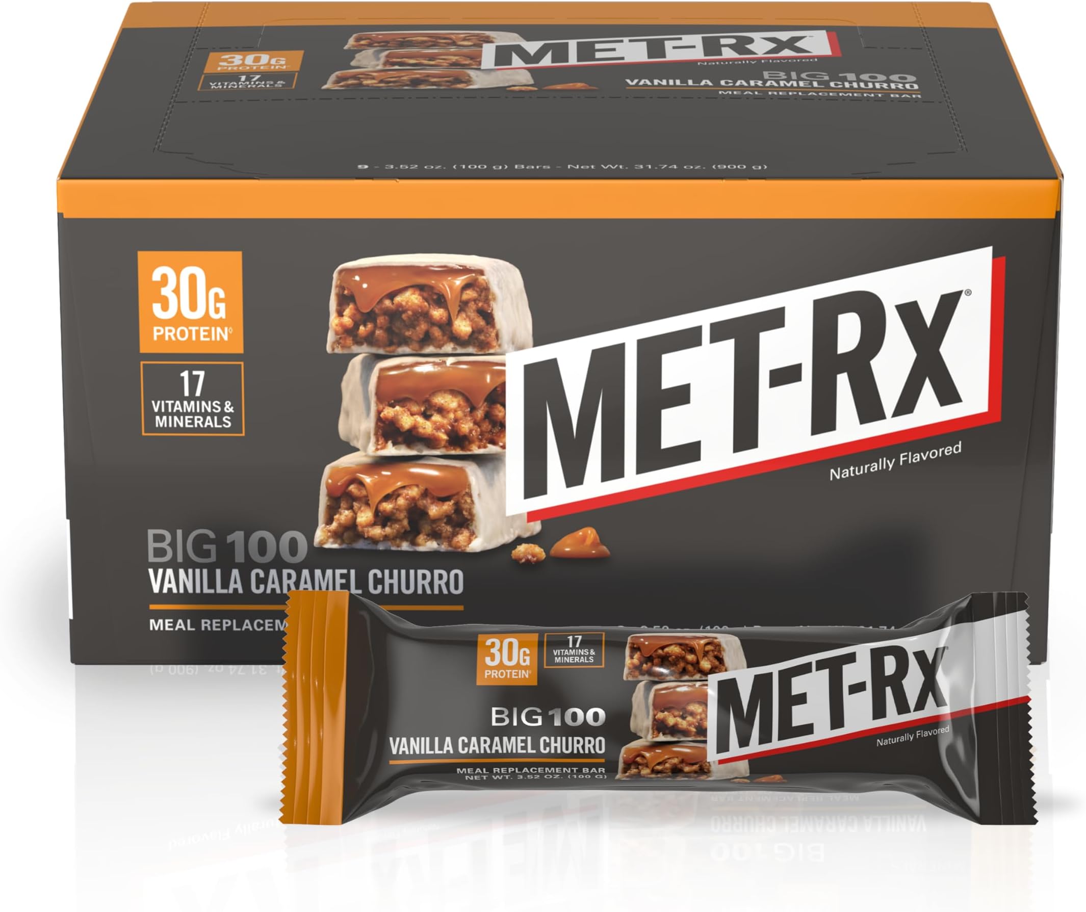 Amazon.com: MET-Rx Big 100 Meal Replacement Bar, Chocolate Chip Cookie ...