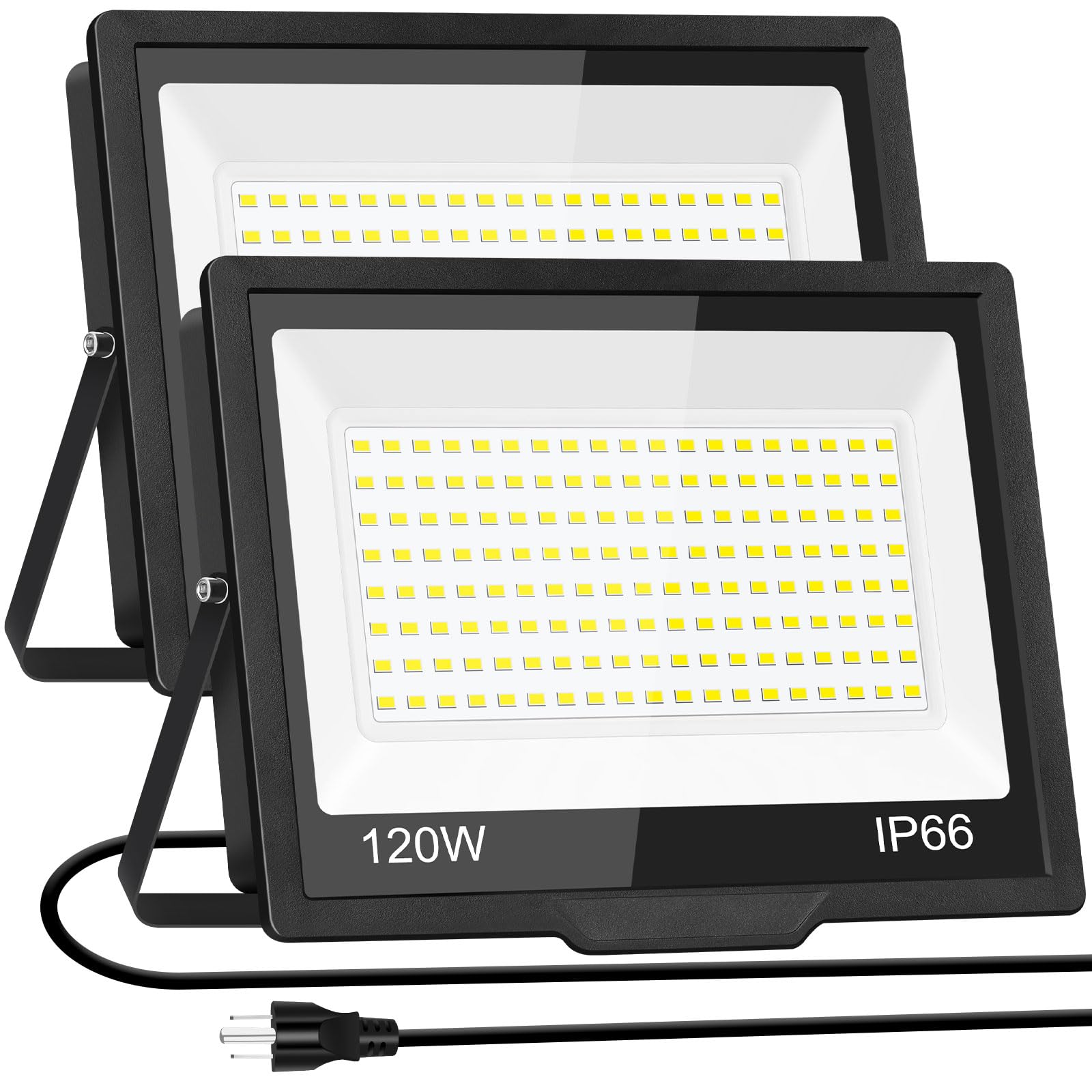 120W LED Flood Light Outdoor with Plug, 14400Lm Super Brighter Security ...
