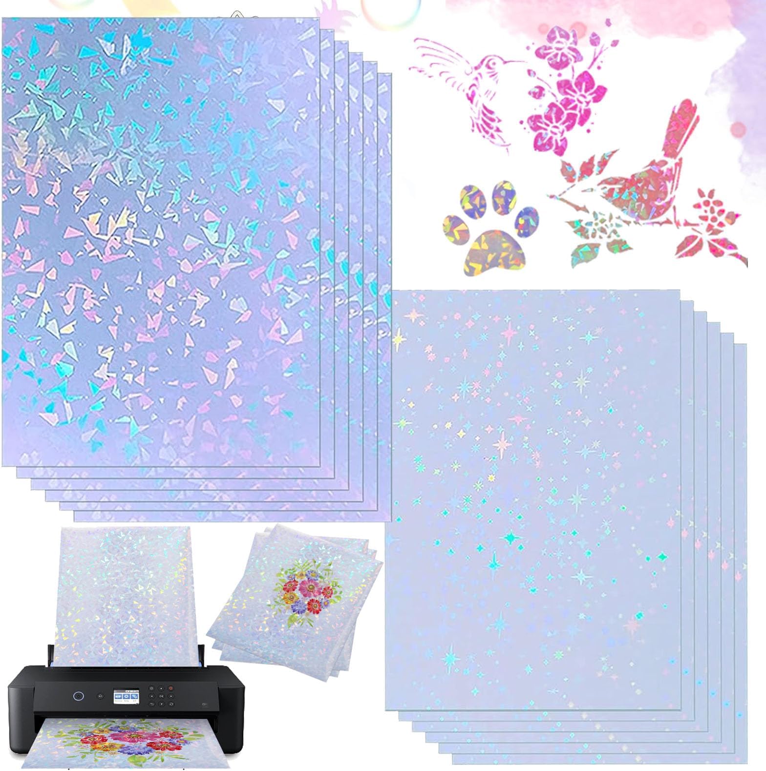 Lankai 12 Feuilles Papier Holographique, Papier Autocollant a4 ...