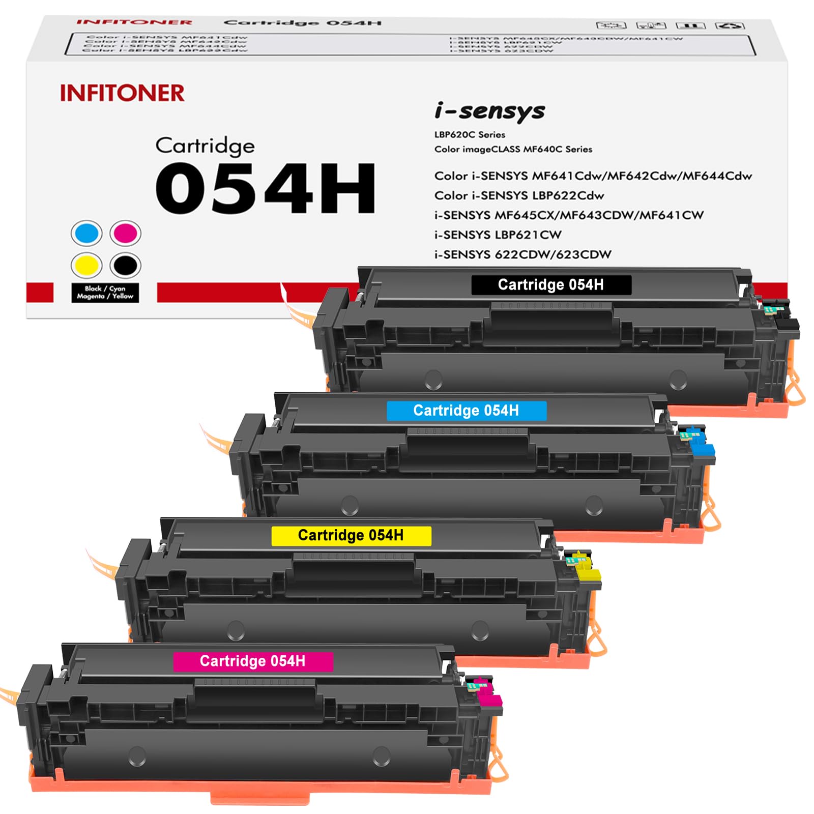 4-Pack Toner Cartridge 054H 054 Compatible for Canon i-SENSYS MF645Cx ...