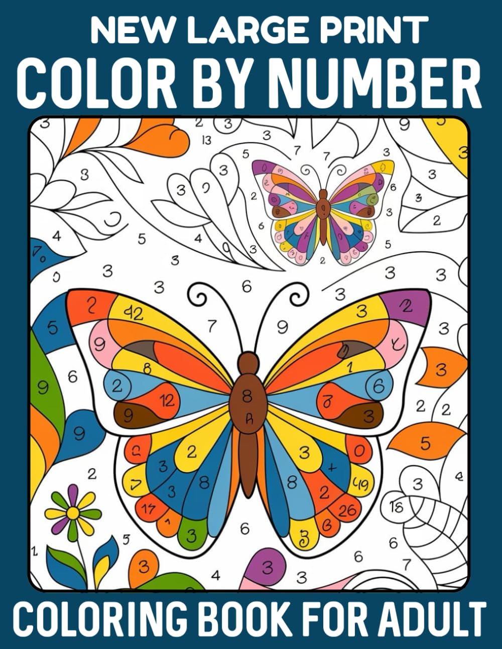 New Large Print Color By Number Coloring Book For Adult: Simple Designs ...