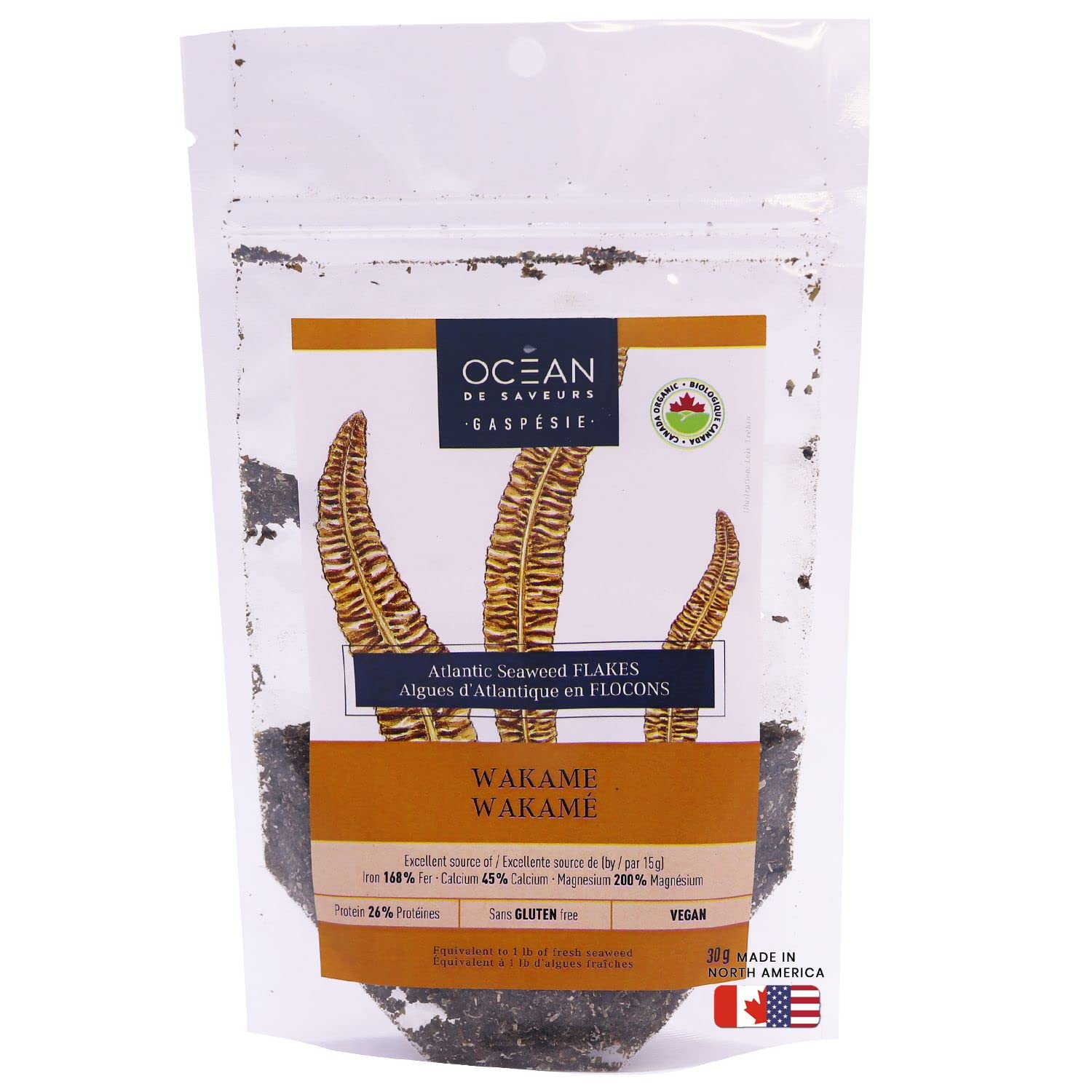 Wakame (Sea Fern) Flakes Seaweed - 30g - Canadian, Organic and Eco ...