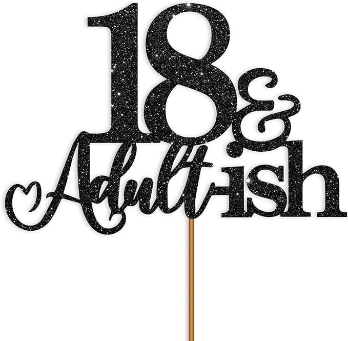 Amazon.com: 18th Birthday Cake Topper Black Glitter Happy 18 Cake ...
