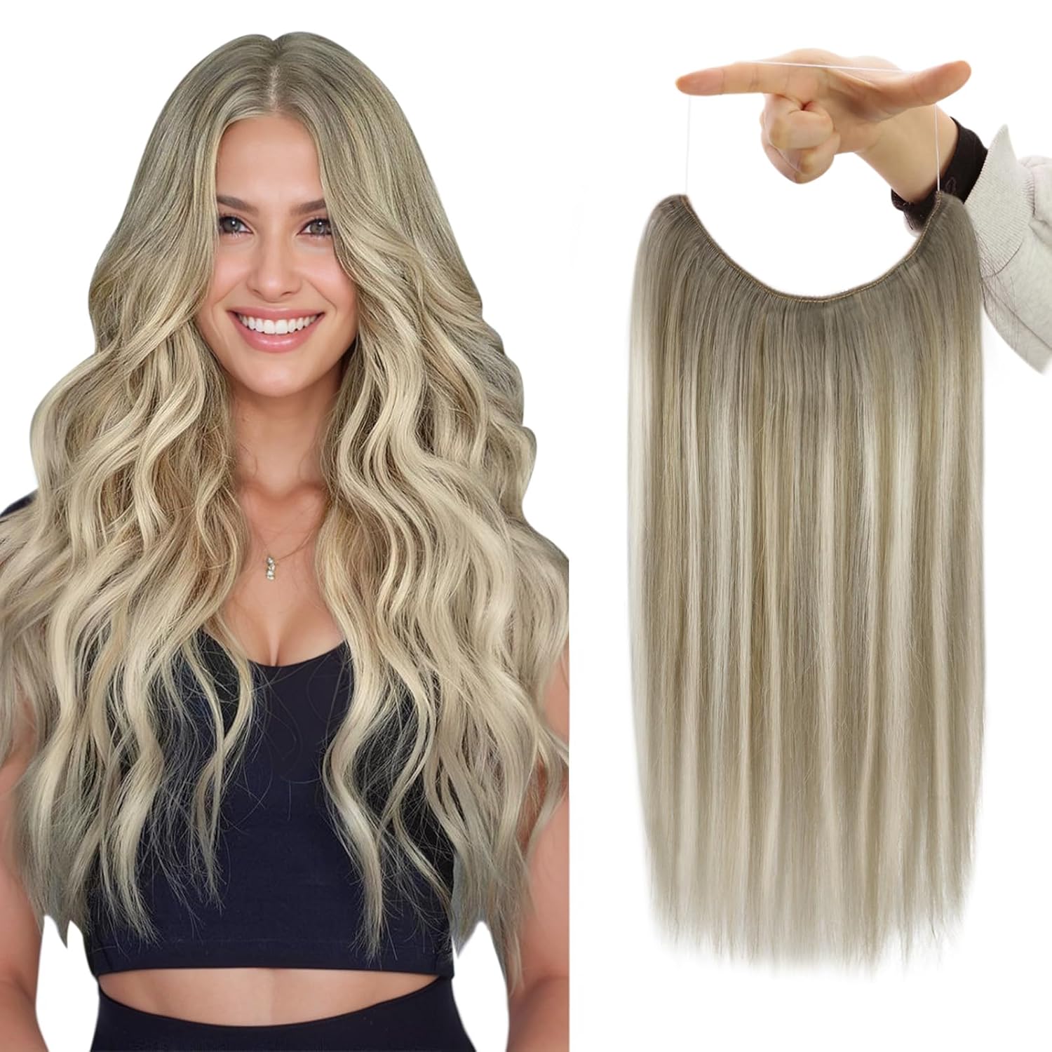 Amazon.com : Fshine Wire Hair Extensions,Balayage Grey to Platinum ...