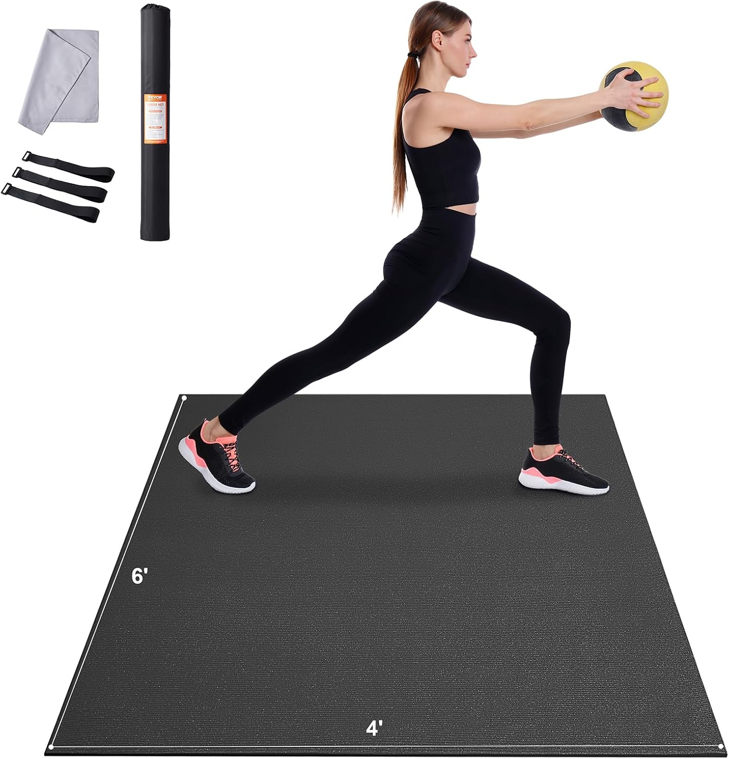 Amazon.com : VEVOR Large Exercise Mat, Non Slip High Density Premium ...