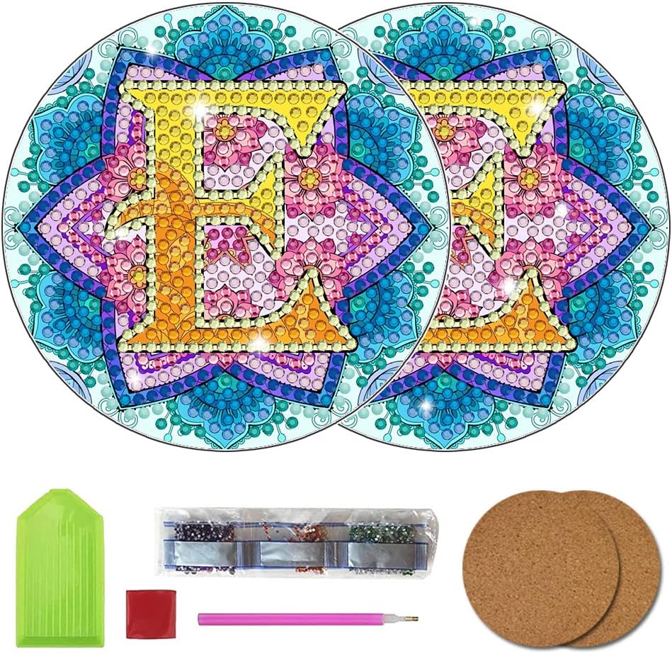 Amazon.com: Bysincy 2 PCS A-Z 26 Letters Diamond Painting Coasters Kit ...