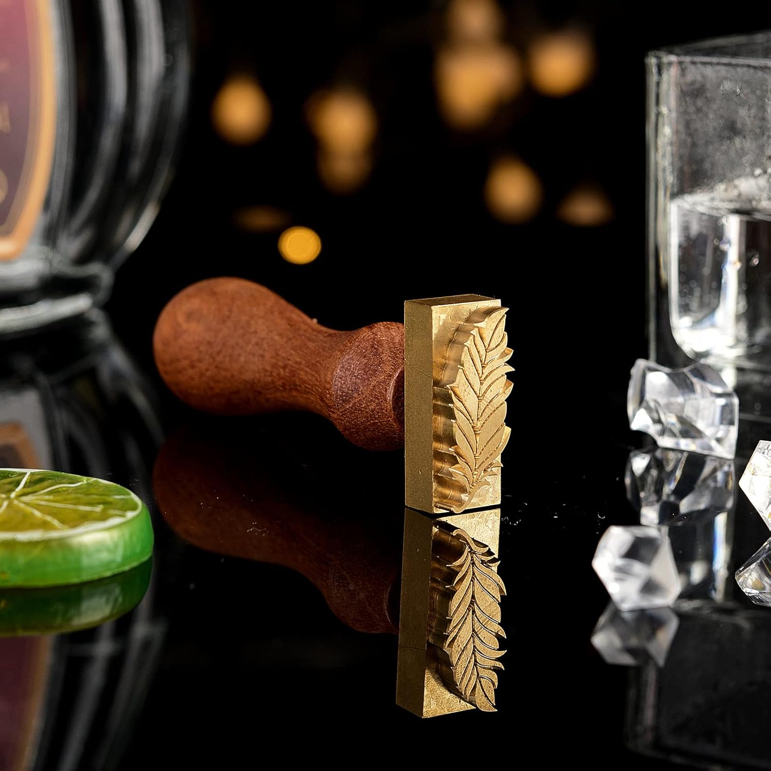 OLYCRAFT Ice Stamp 1.2″x0.5″ Wooden Ice Branding Stamp Wax Seal Stamp ...