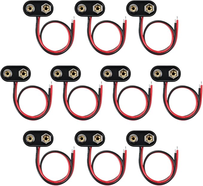 Amazon.com: MZHOU 9V Battery Connector,10 PCS T-Type 9 Volt Buckle ...
