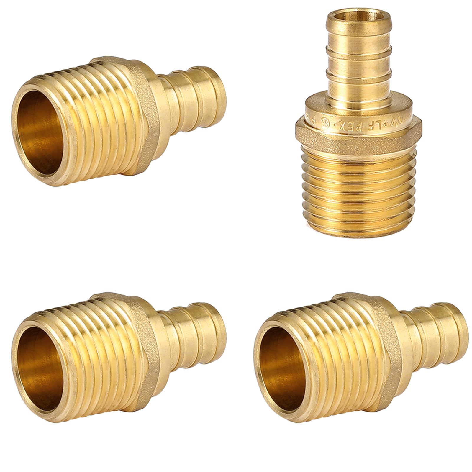 Snapklik.com : 4-Pack PEX Fittings, 3/4" PEX X 3/4" Male NPT, 3/4 Inch ...
