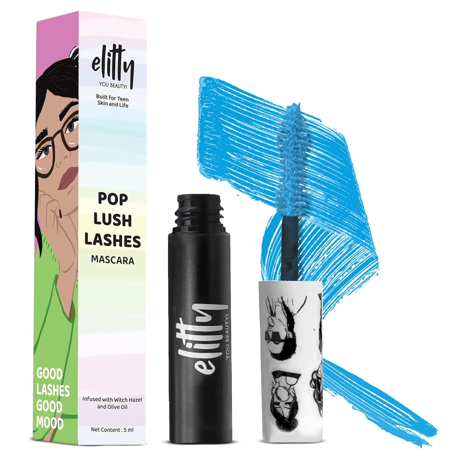 Buy Elitty Pop Colored WaterProof Lush Lashes Mascara- Blue Color - It ...