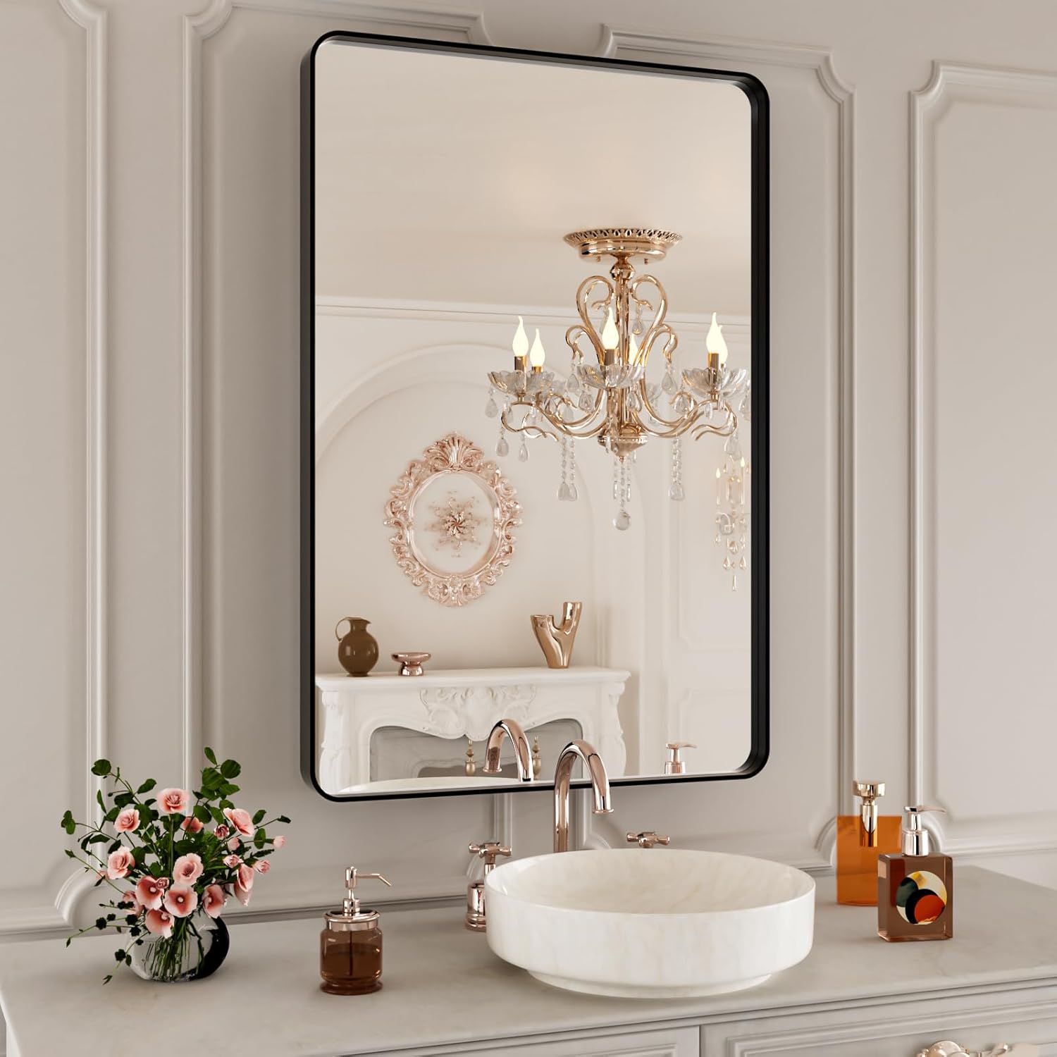 Amazon.com: ISTRIPMF 24X36 Inch Matte Black Bathroom Mirror,Bathroom ...