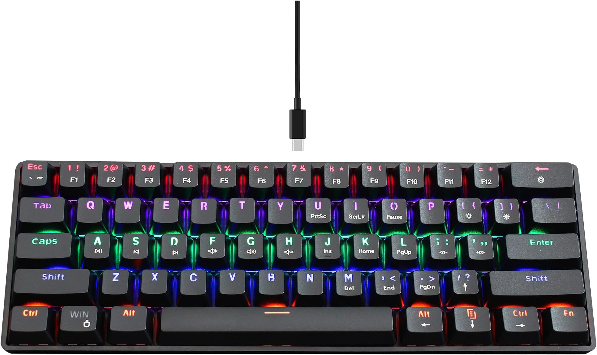 Amazon.com: Wired 60% Mechanical Gaming Keyboard Mini Portable with ...