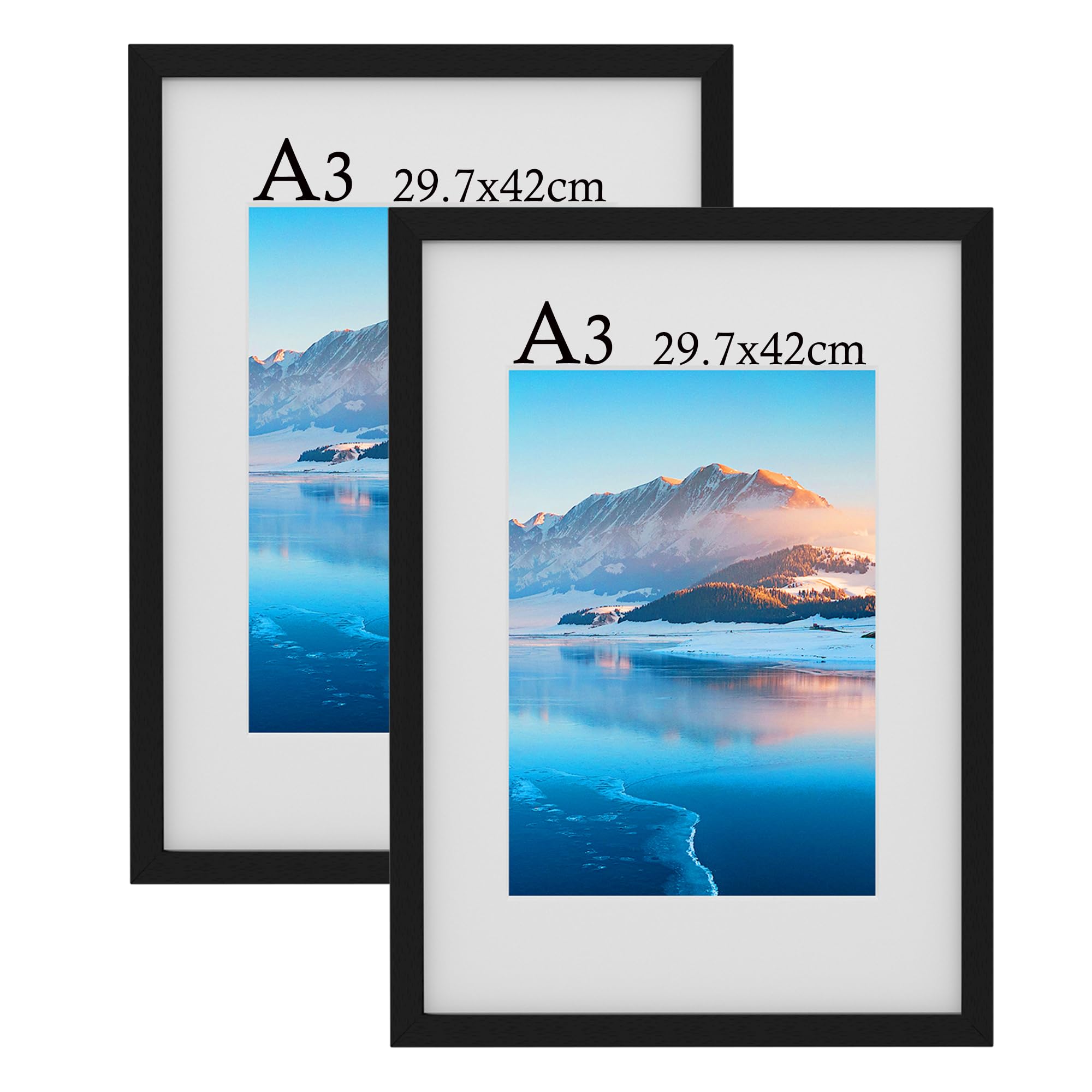 A3 Frame 2 Packs, 29.7 X 42 cm Wooden A3 Picture Frame, A3 Photo Frame ...