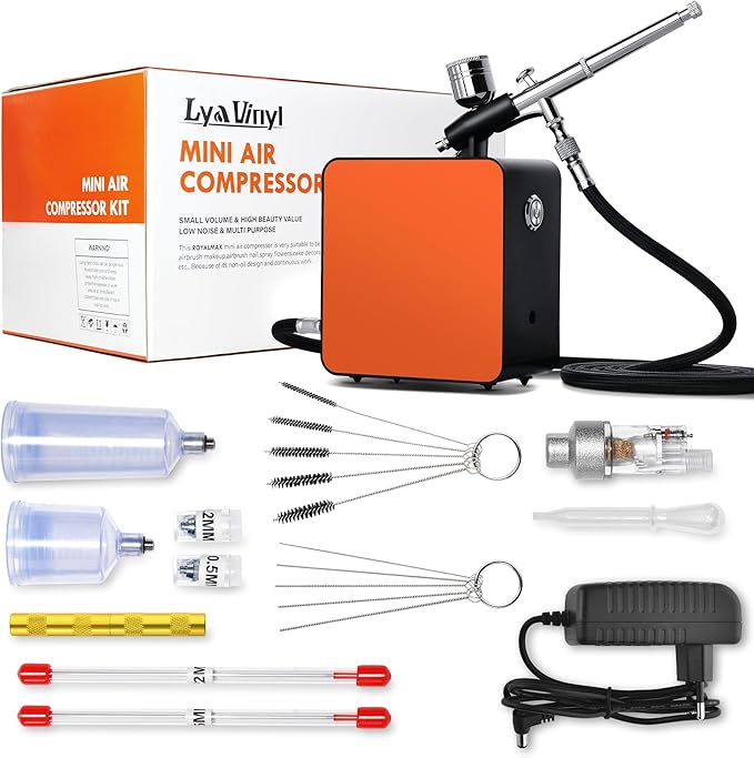 Amazon.com: Lya Vinyl Mini Airbrush Kit with Air Compressor, 40 PSI ...