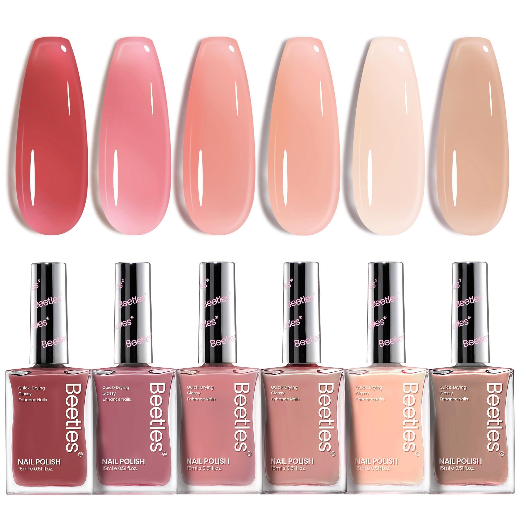 Amazon.com : Beetles Jelly Nail Polish Set P186,6 Colors Burgundy Pink ...