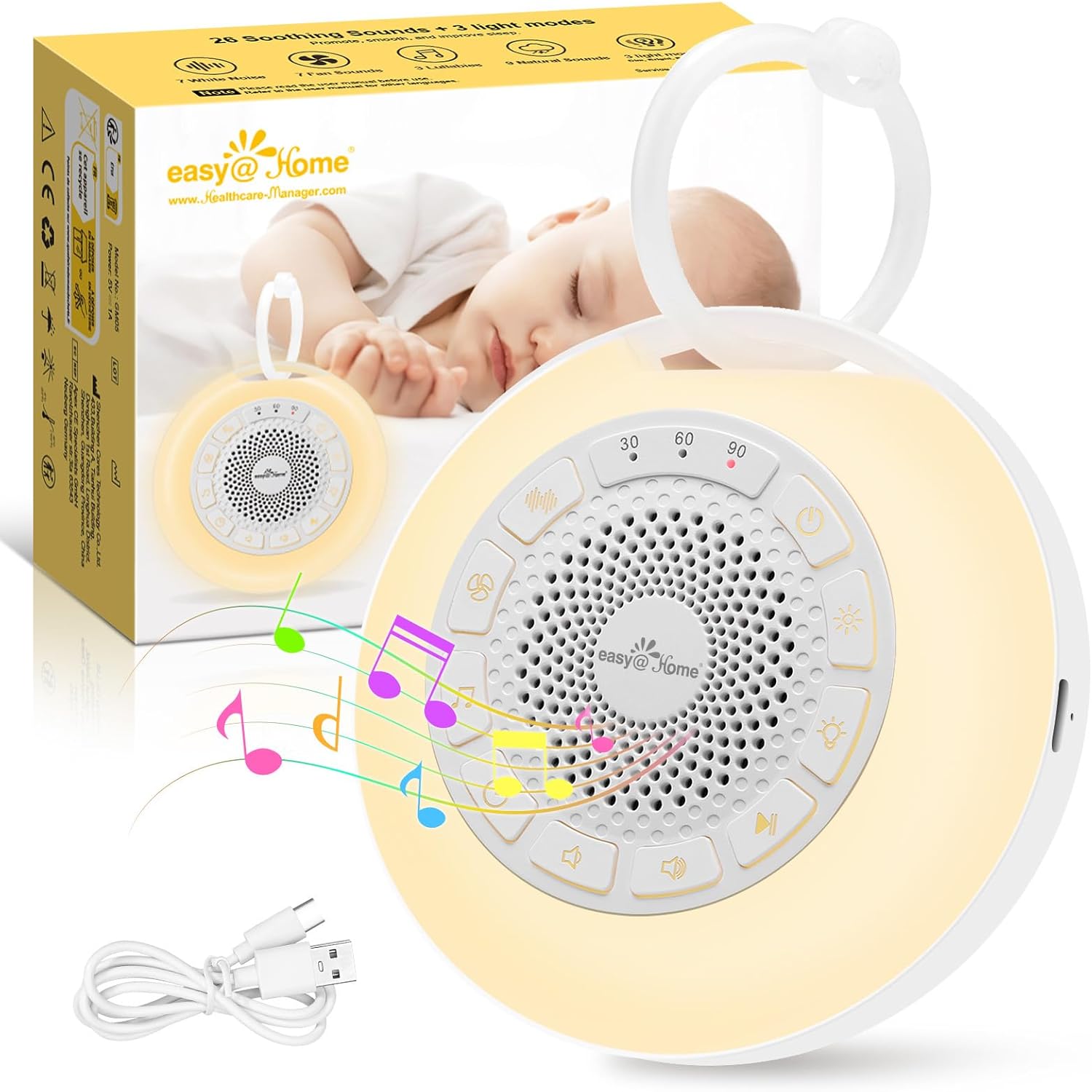Easy@Home White Noise Machine: 26 Soothing Sounds Portable White Noise ...