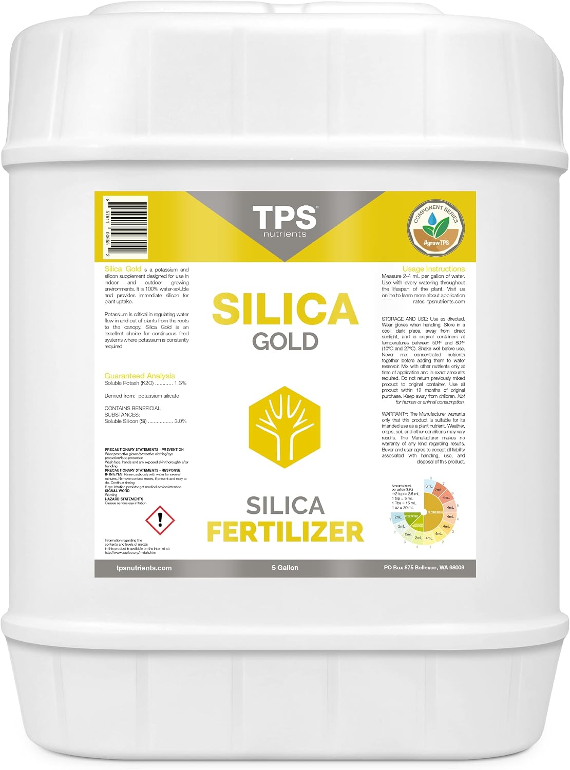 TPS NUTRIENTS Silica Gold Plant Nutrient Supplement 5 Gallon (640 oz ...
