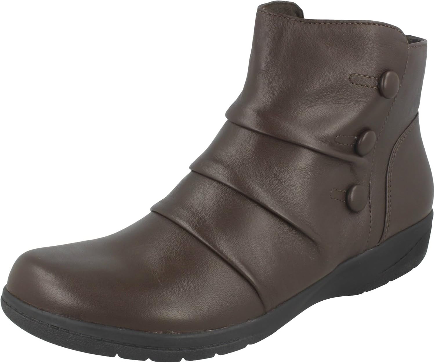 Clarks Ladies Ankle Boots with Button Detail Cheyn Anne - Dark Brown ...