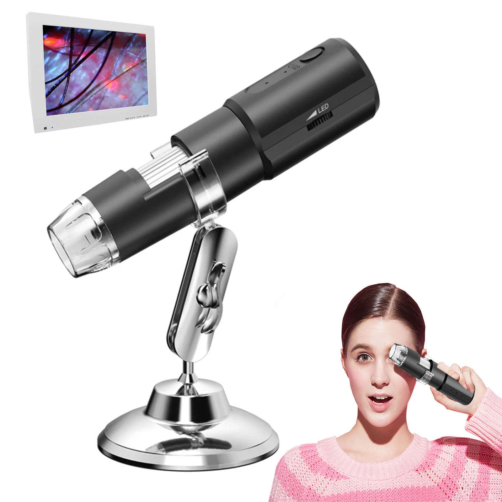 Wireless Digital Microscope 50x 1000x Skin Diagnosis Hair Analyzer Wifi ...