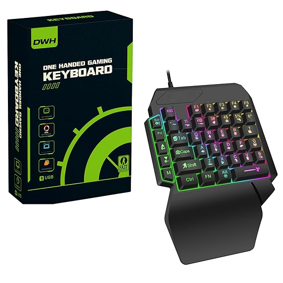 Amazon.in: Buy DWH One Handed Gaming Keyboard RGB Backlit 35 Keys ...