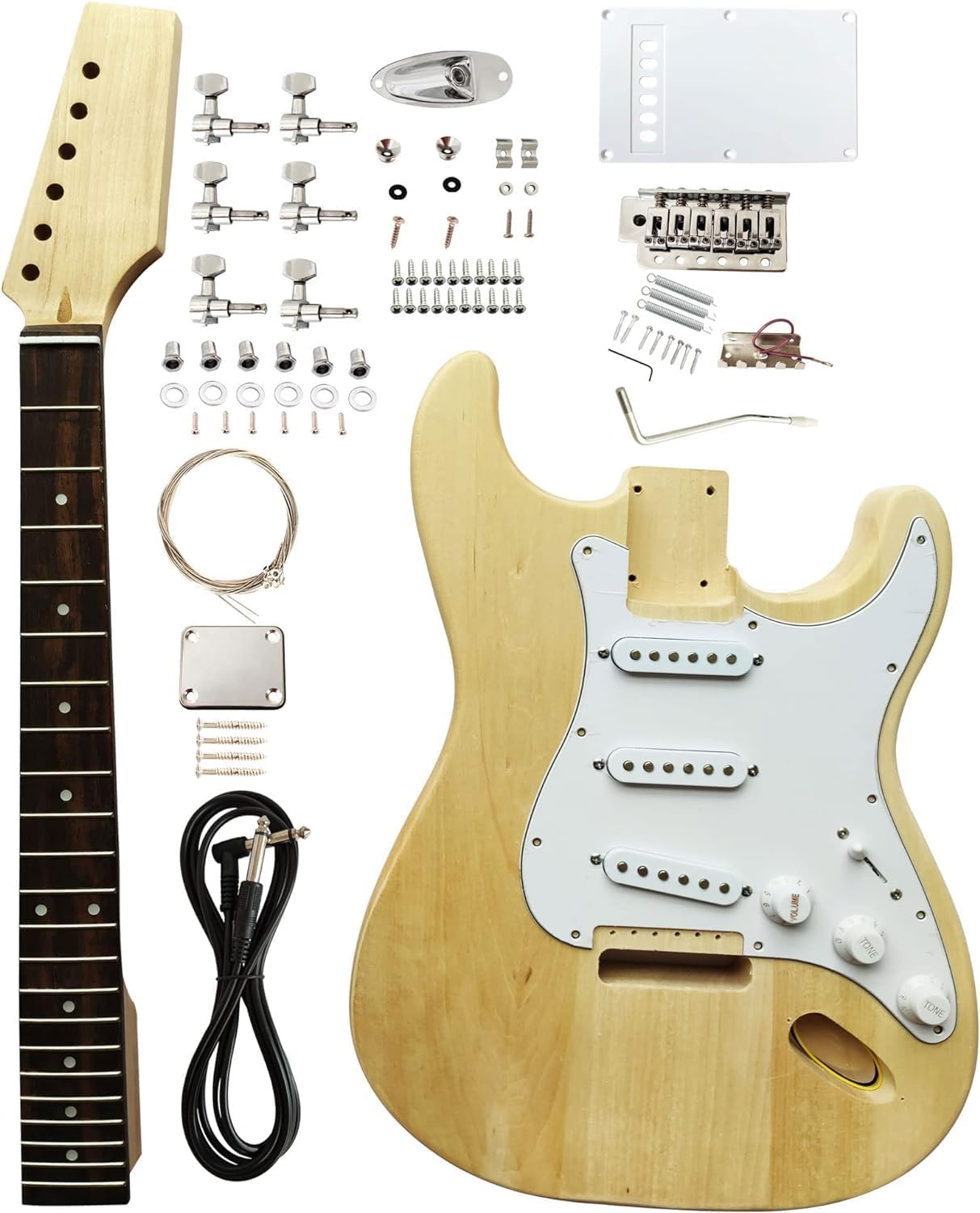 Amazon.com: DIY Electric Guitar Kits Strat Style Unfinished Guitar Kit ...