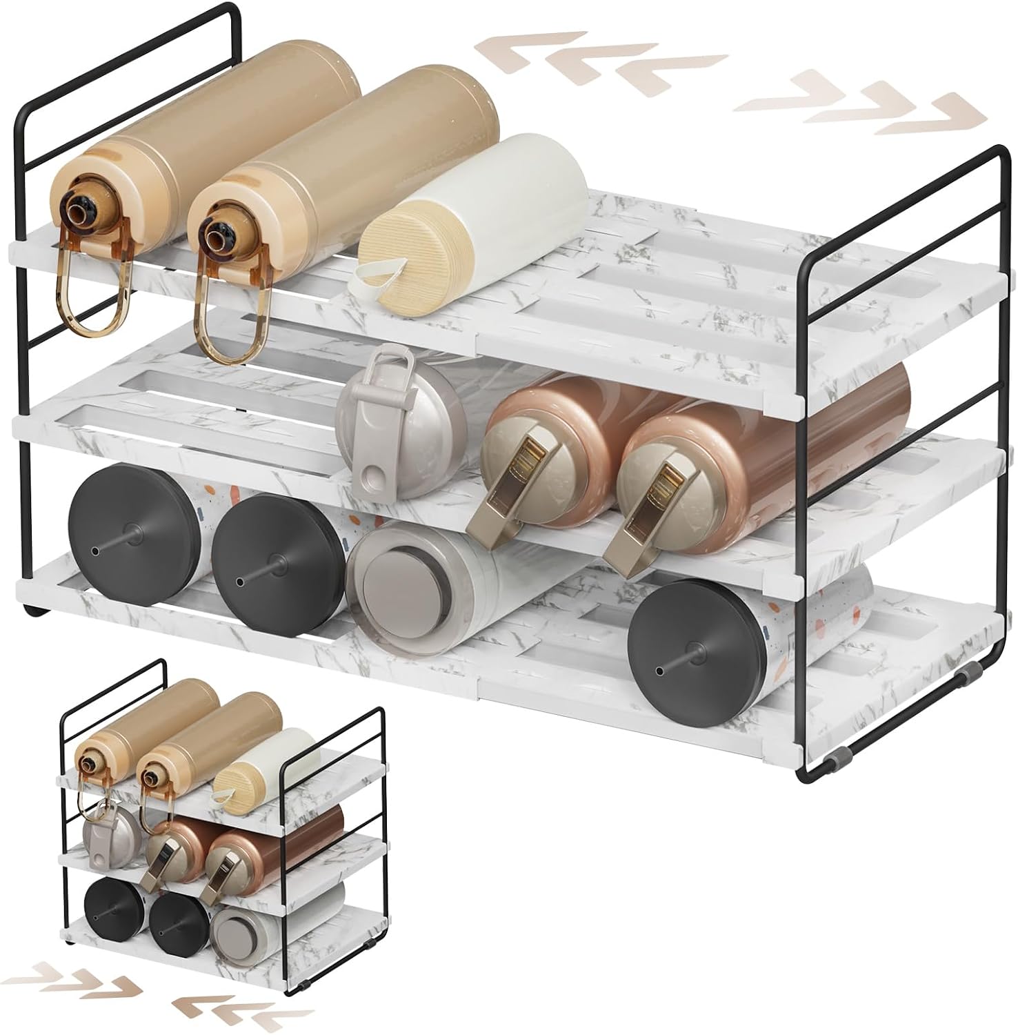 Amazon.com: oylik New Water Bottle Organizer for Cabinet, 2-Shelf ...