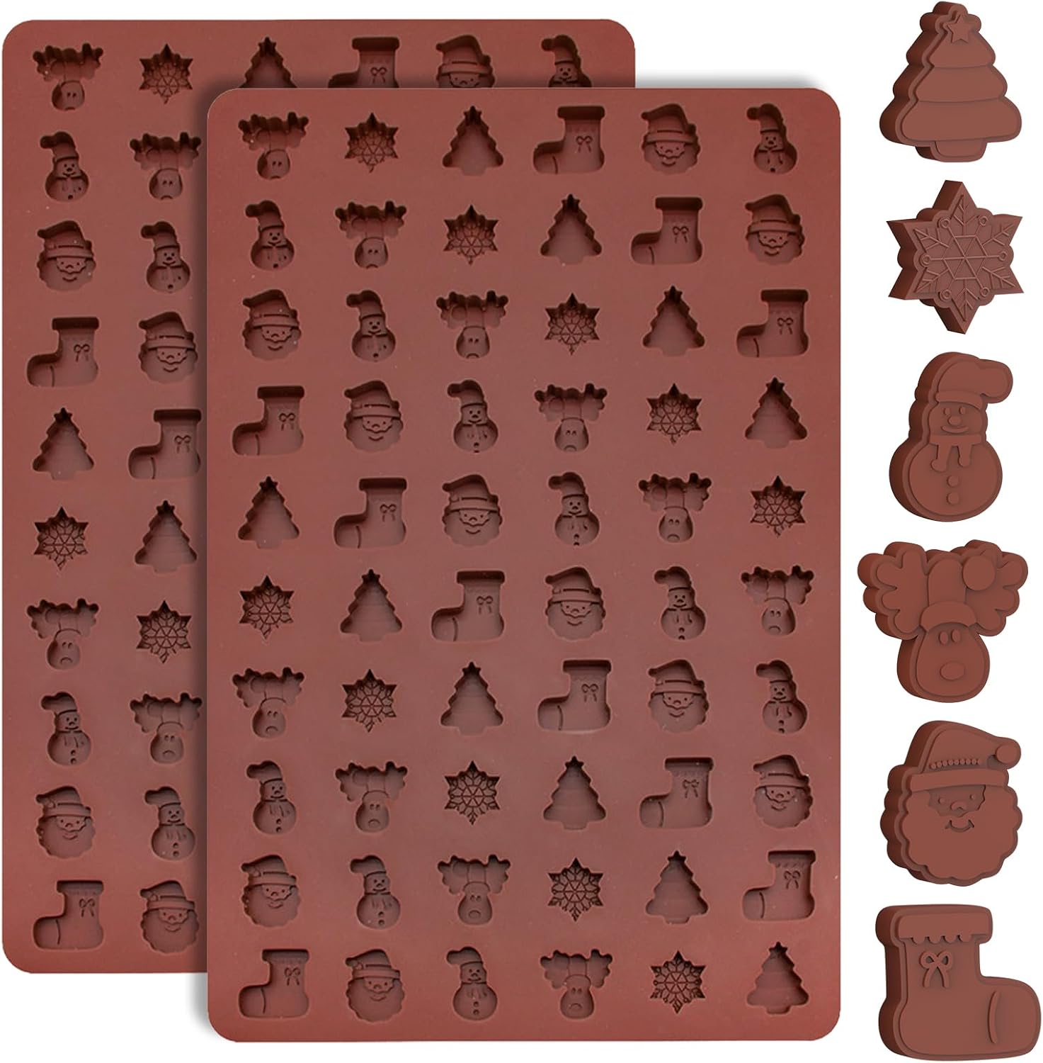 Christmas Silicone Molds Christmas Chocolate Molds Silicone (2 Pack, 60 ...