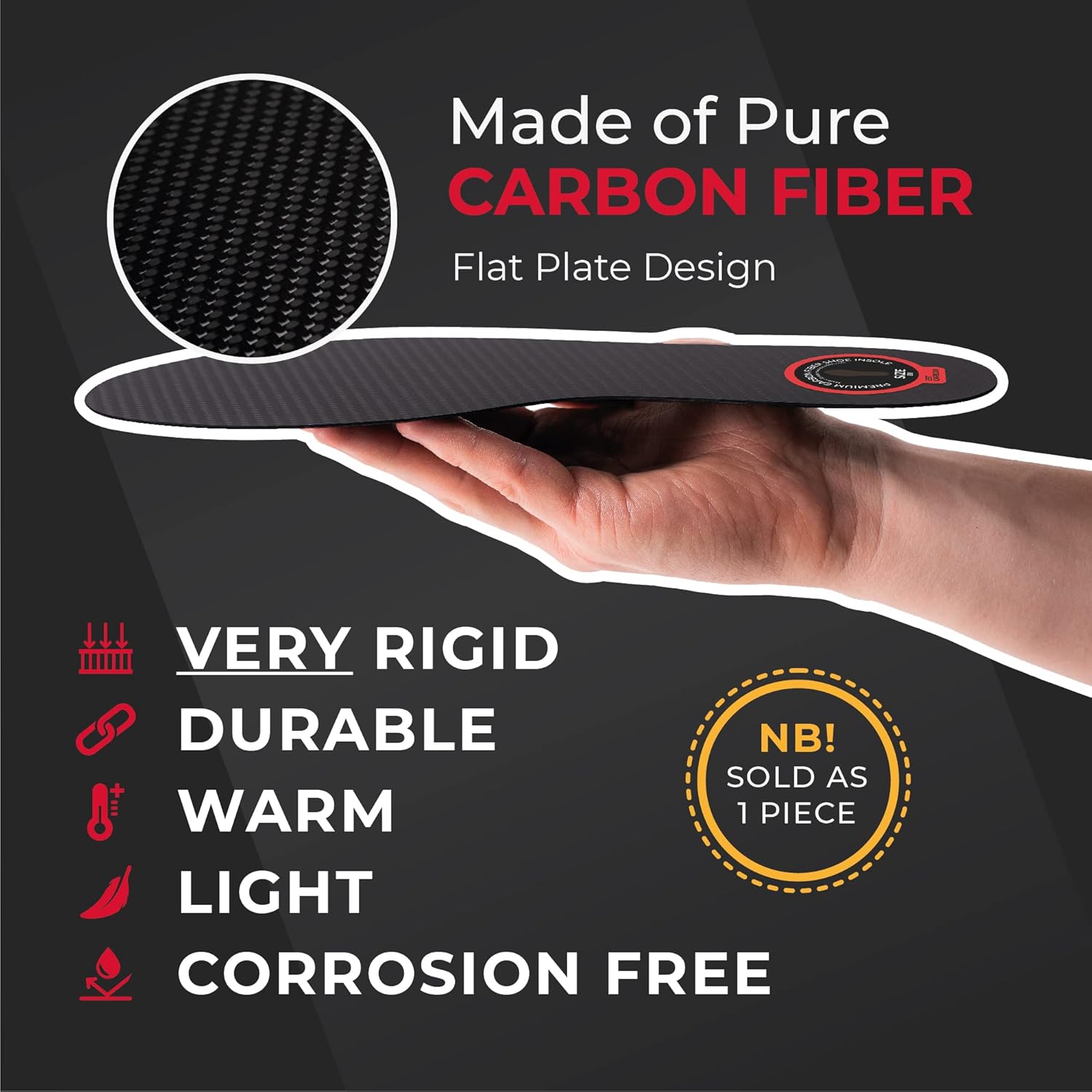 Rigid Carbon Fiber Insole - Orthotic Insert for Foot Injury Relief in ...