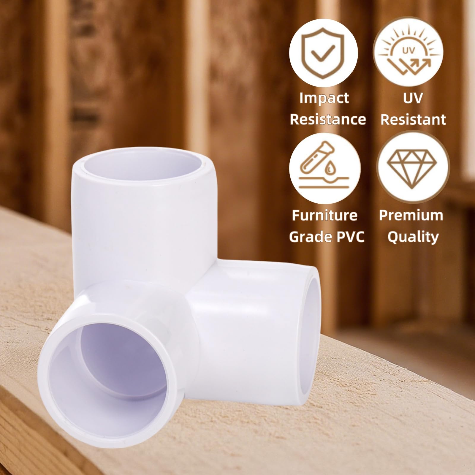 Snapklik.com : 32 Pack 1/2 Inch 3 Way PVC Fittings, Furniture Grade ...