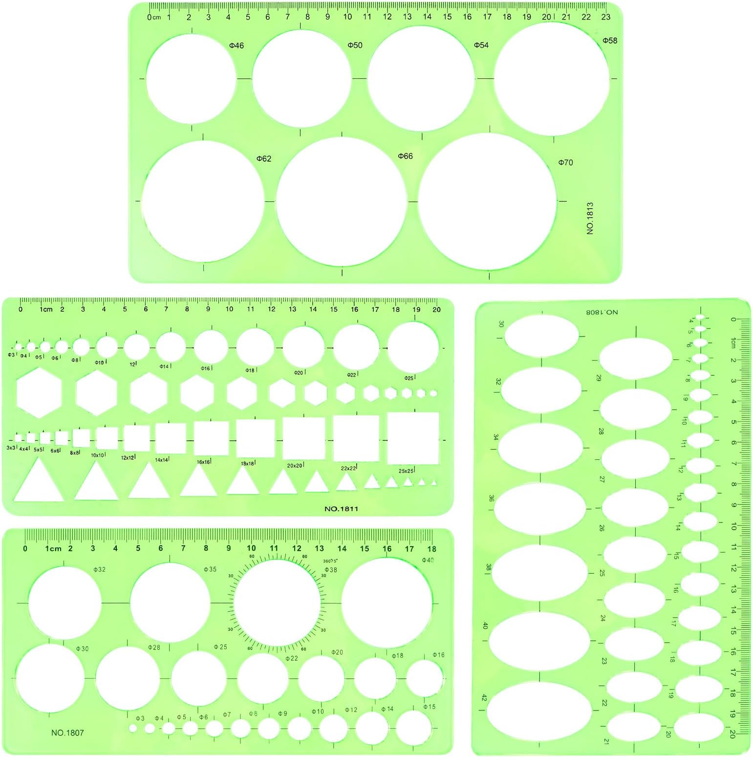 Amazon.com : Circle Template for Drawing Drafting, 4Pcs Plastic Circle/Oval/Triangle Shape ...