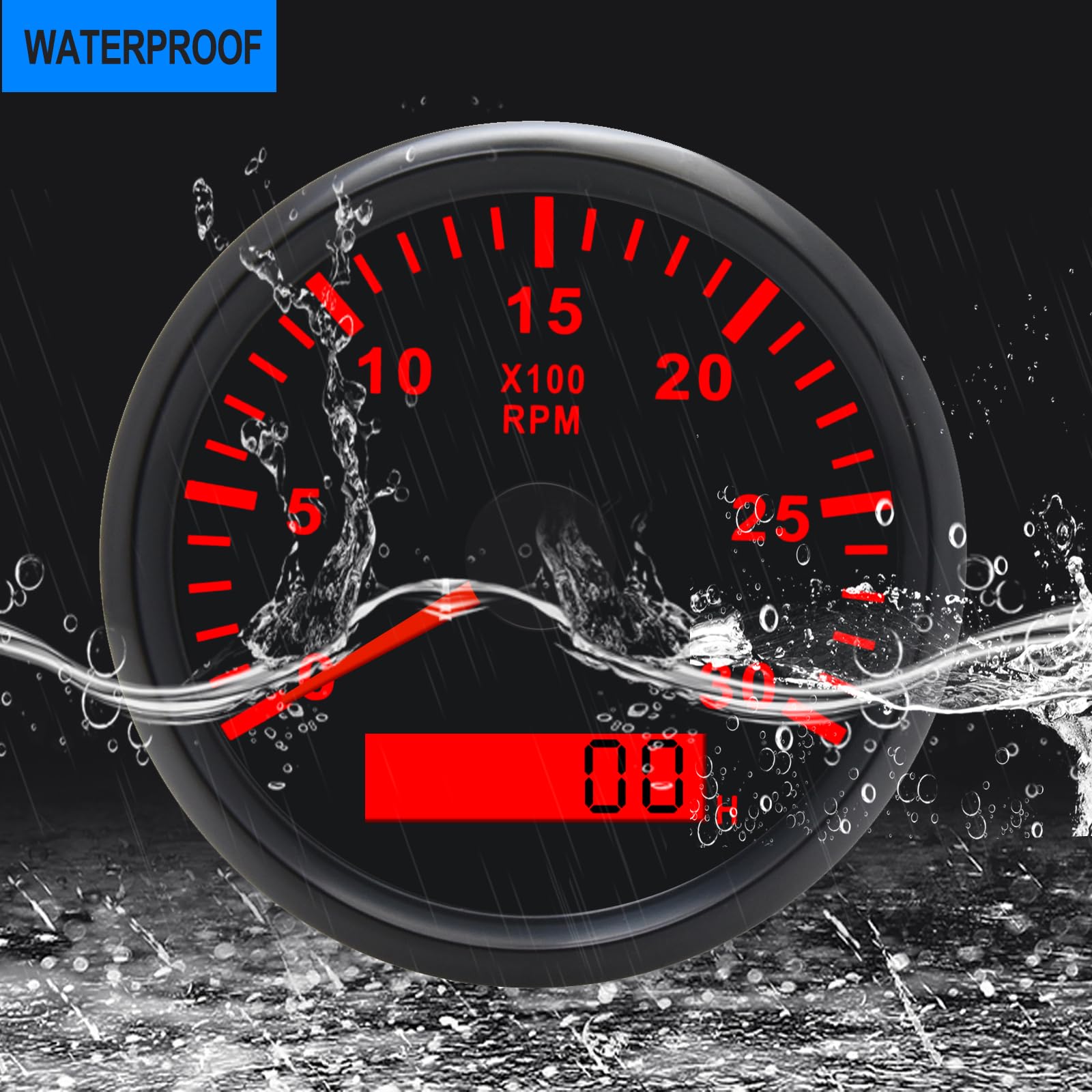 Snapklik.com : Geloo 85MM Marine Tachometer Gauge 3000RPM Boat RPM ...