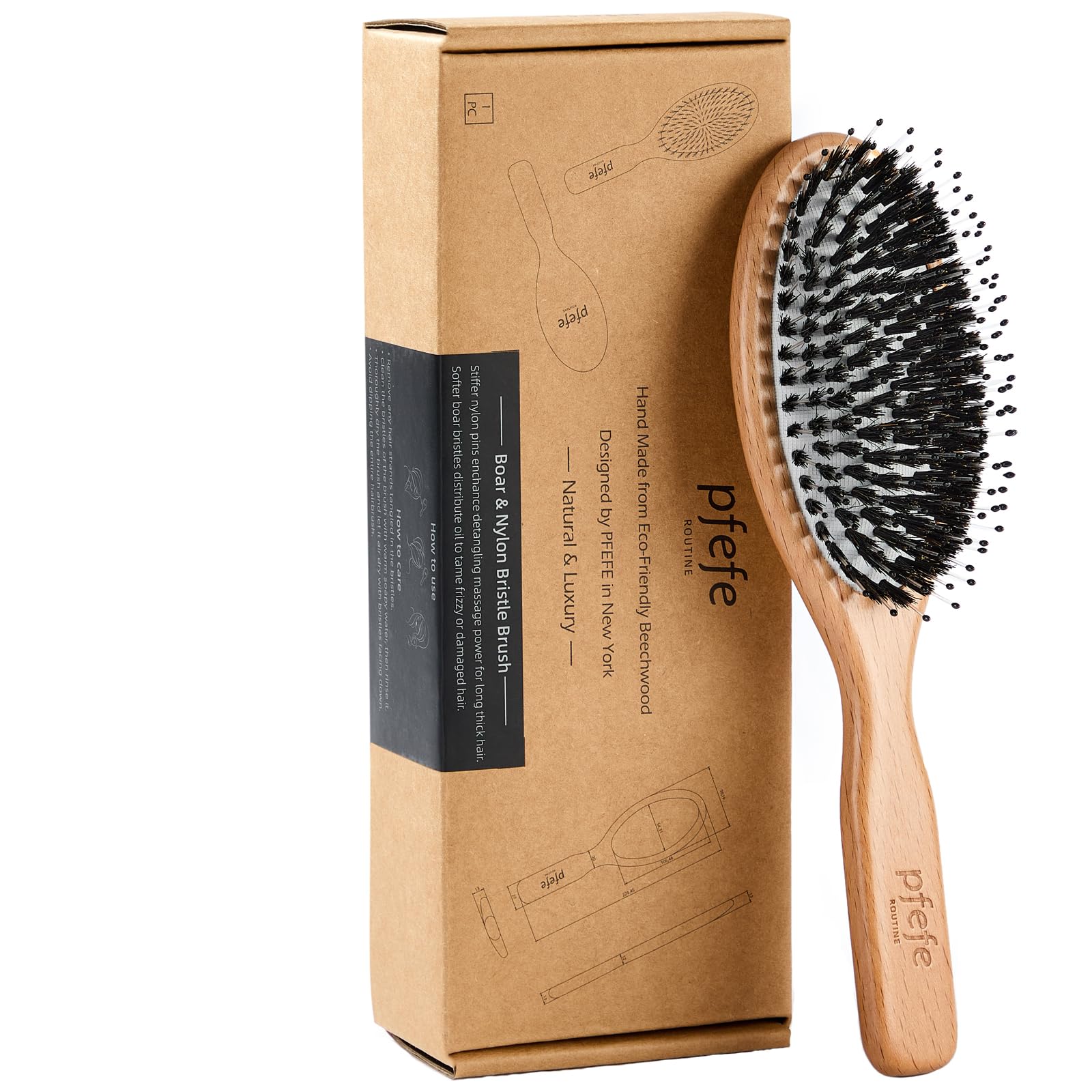 Amazon.com : Boar Bristle Hair Brush - Natural Beechwood Detangling ...