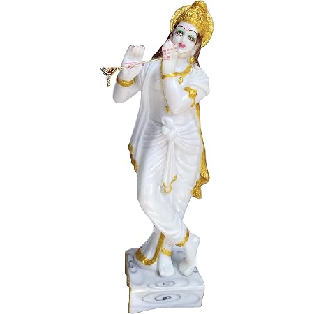 Buy KRISHNAGALLERY1 Marble Dust White Standing Krishna Statue Krishan ...