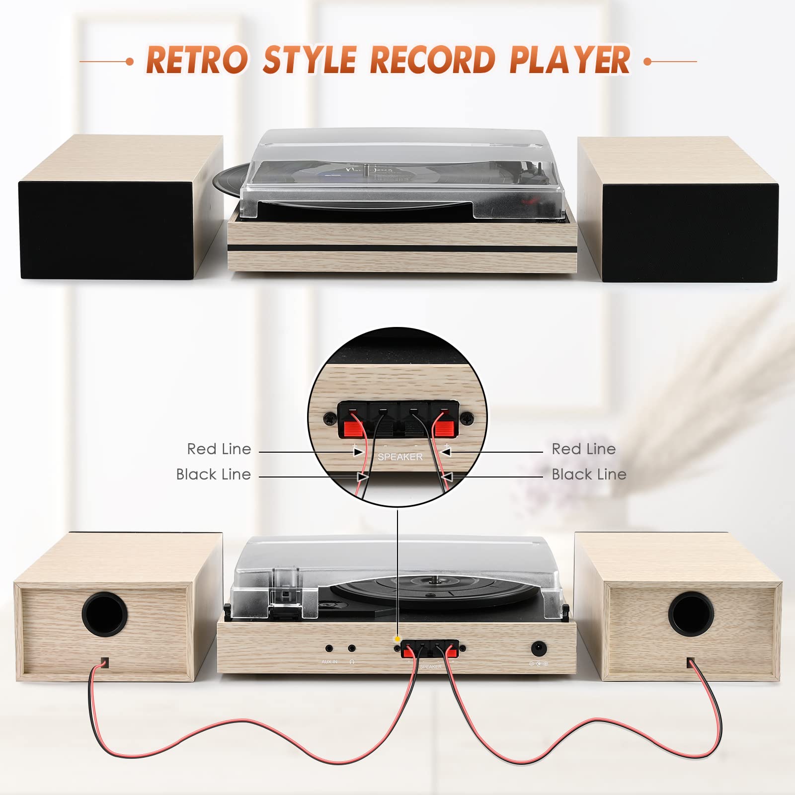 Record Player for Vinyl with External Speakers, Belt-Drive Turntable ...