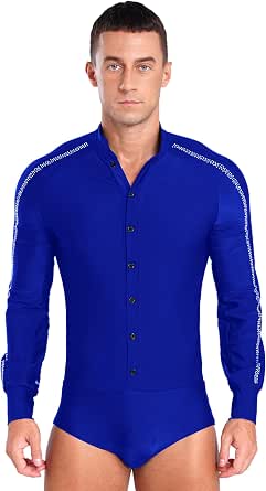 Amazon.com: Xnihocha Mens Shiny Rhinestone Latin Chacha Dance Leotard ...