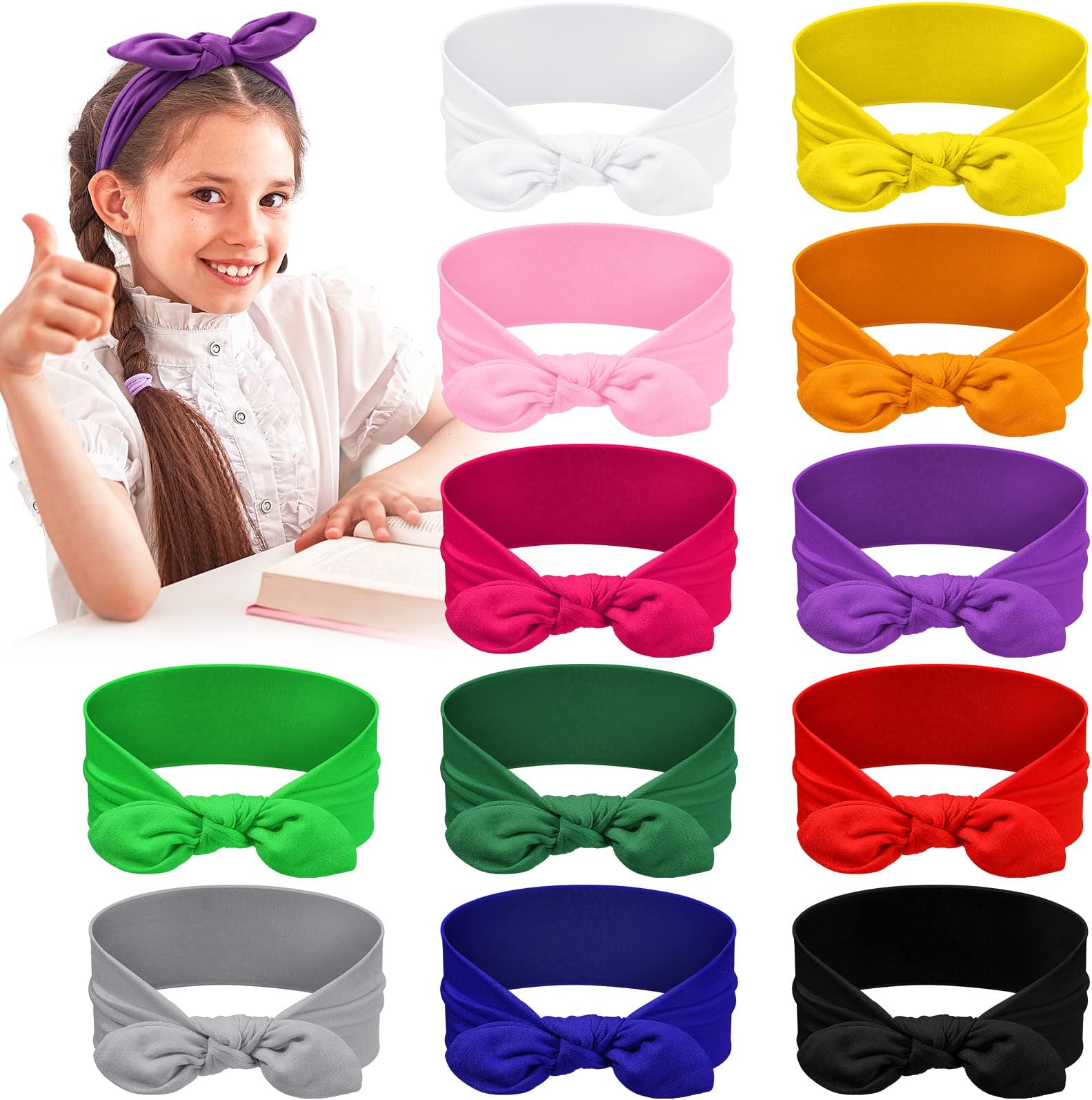 Amazon.com : Giegxin 12 Pack Colorful Polyester Cloth Headbands for ...