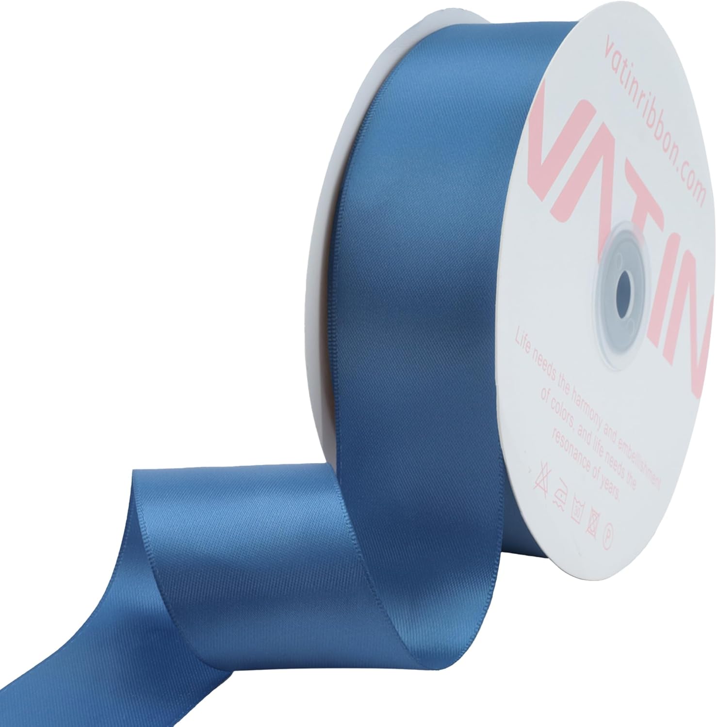 Amazon.com: VATIN Double Face Deep Dusty Blue Satin Ribbon 1-1/2 ...