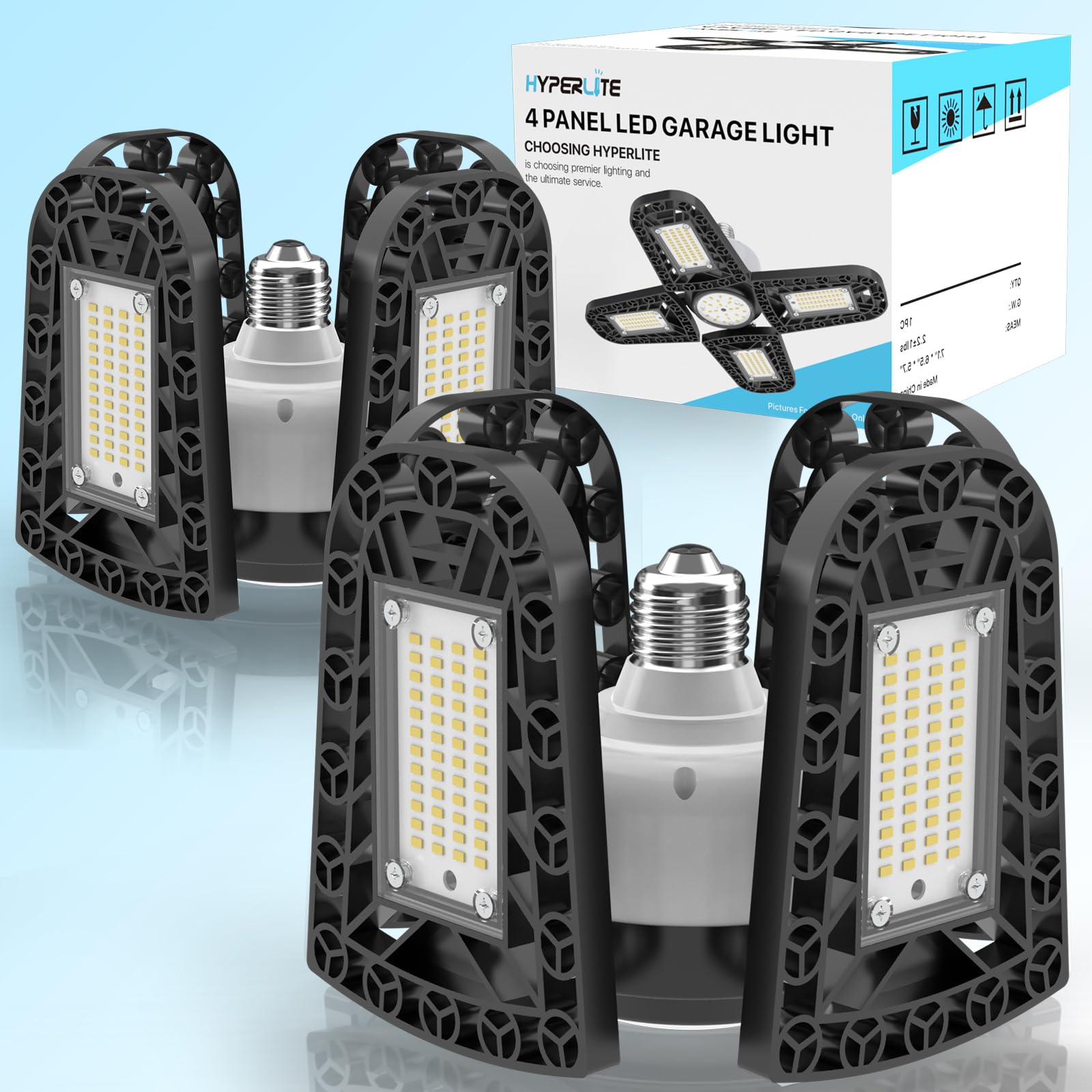 HYPERLITE Led Garage Lights 2 Pack: Aluminum 80W 8000LM LED Light Blubs ...