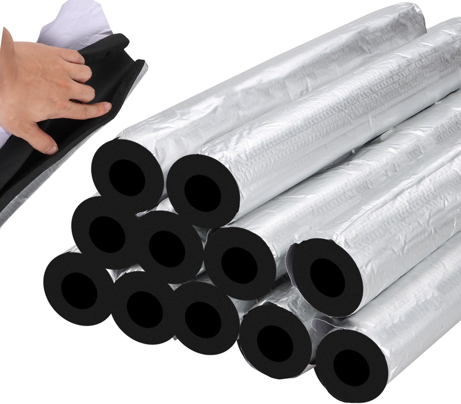 12 PCS Pipe Insulation Foam Tube for Dia. 1in Pipes, Self Adhesive Foam ...
