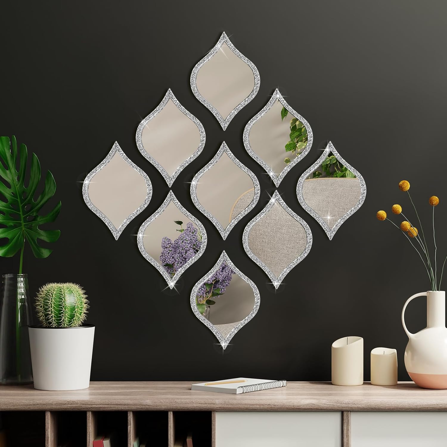 Amazon.com: Tanlade 9Pcs Teardrop Mirror Wall Decor Acrylic Decorative ...