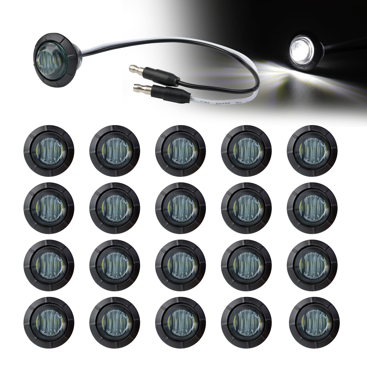 Amazon.com: Ledvillage 20 Pcs 3/4 Inch Mini Round Smoked Lens White LED ...
