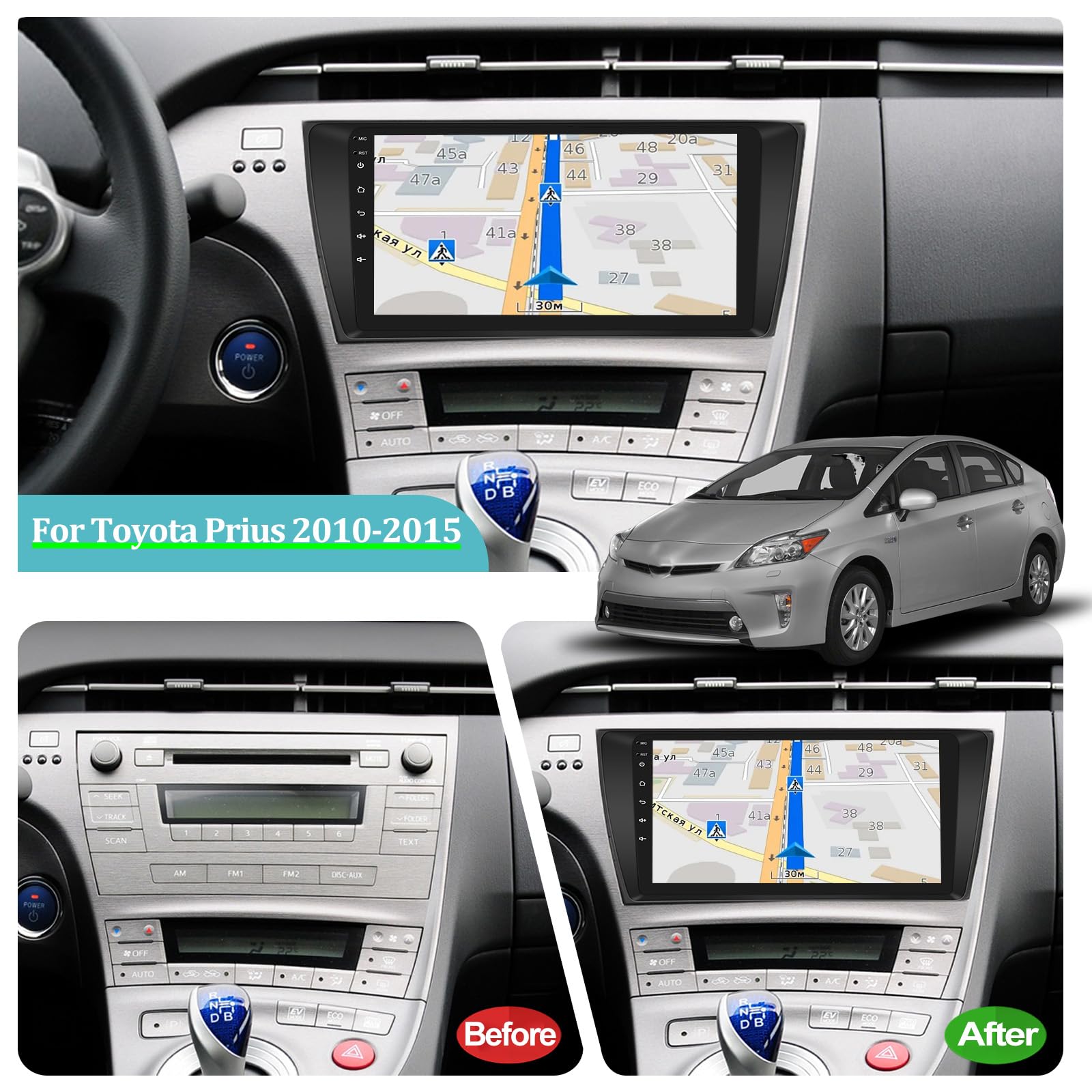 Android Car Stereo for Toyota Prius 2010-2015 Built-in Wireless Apple ...