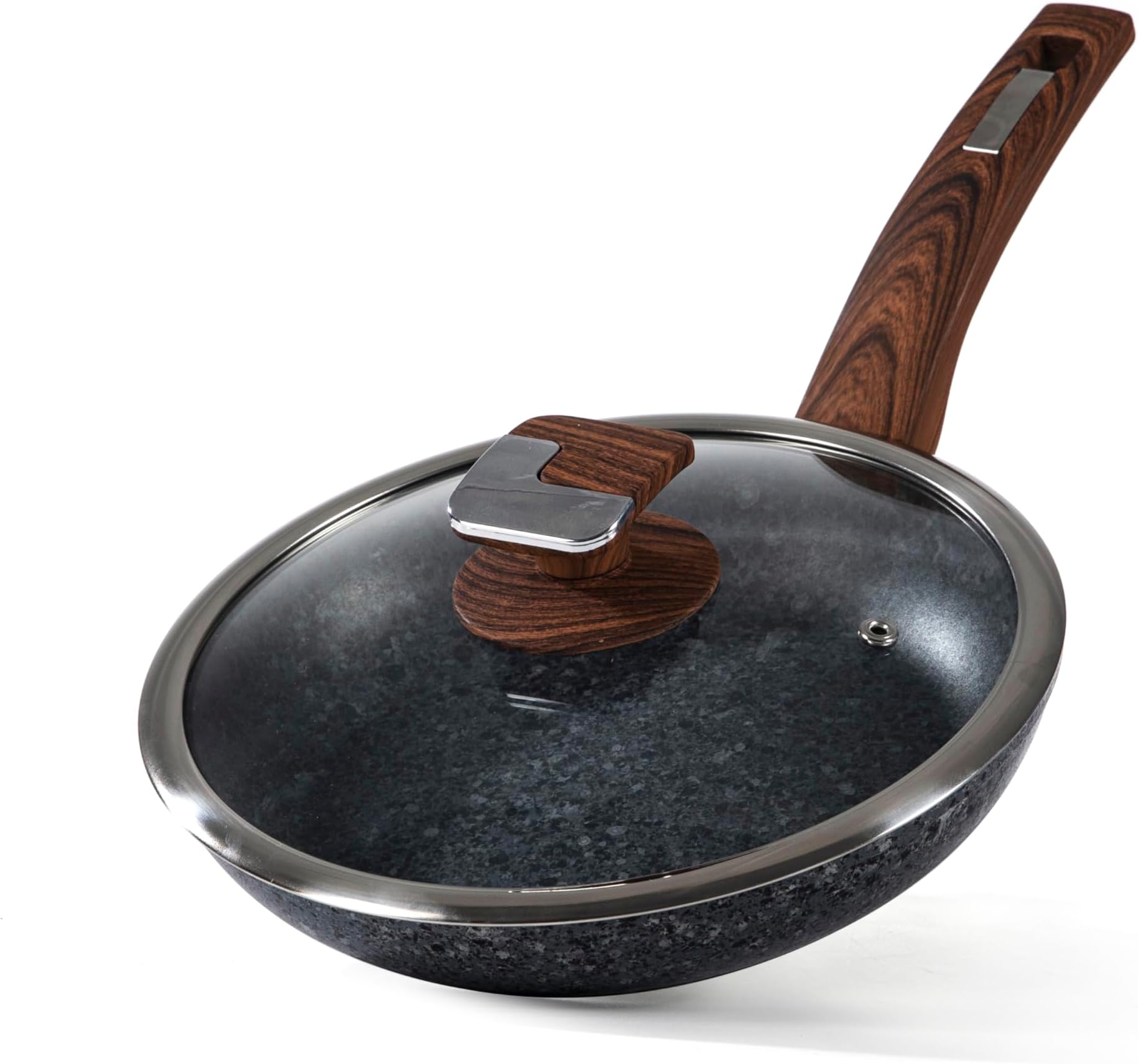 SQ Professional UNA Aluminium Cookware 22cm Frying Pan with Lid & Long ...